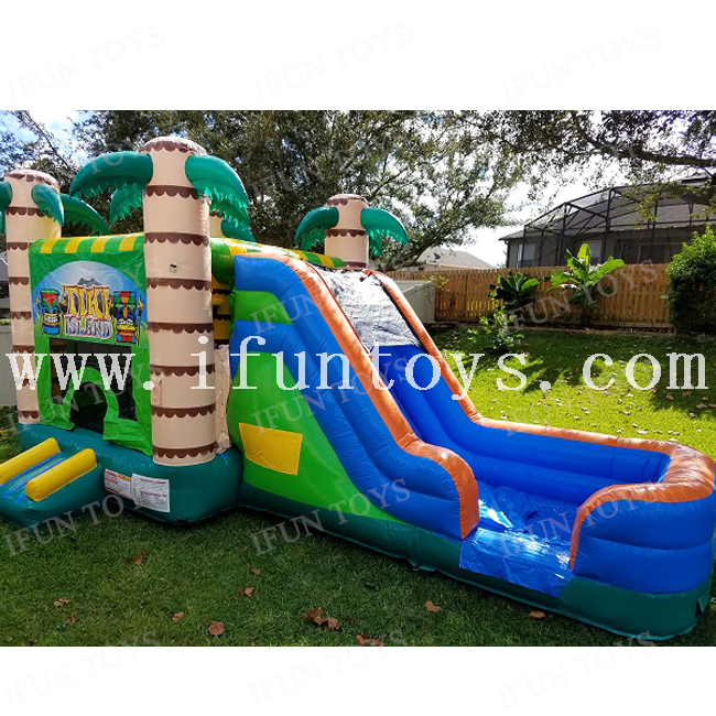 Tropical Inflatable Tiki Island Combo Bounce House with Wet Or Dry ...