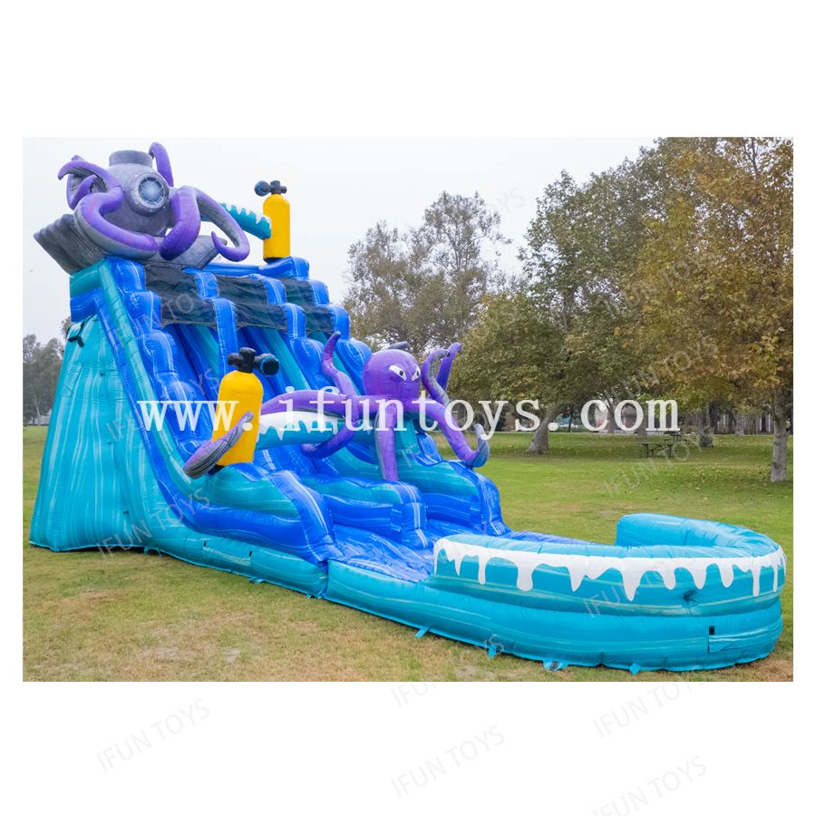 Deep Sea Dual Lane Slide Inflatable Octopus Wet / Dry Slide with ...